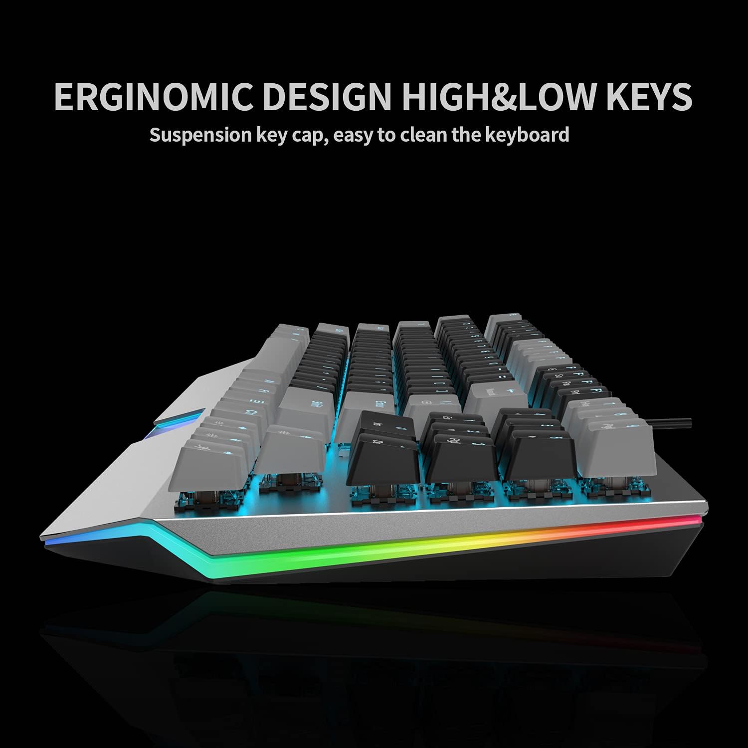 CIY Mechanical Gaming Keyboard, RGB Backlit Ultra-Compact 89 Keys ...