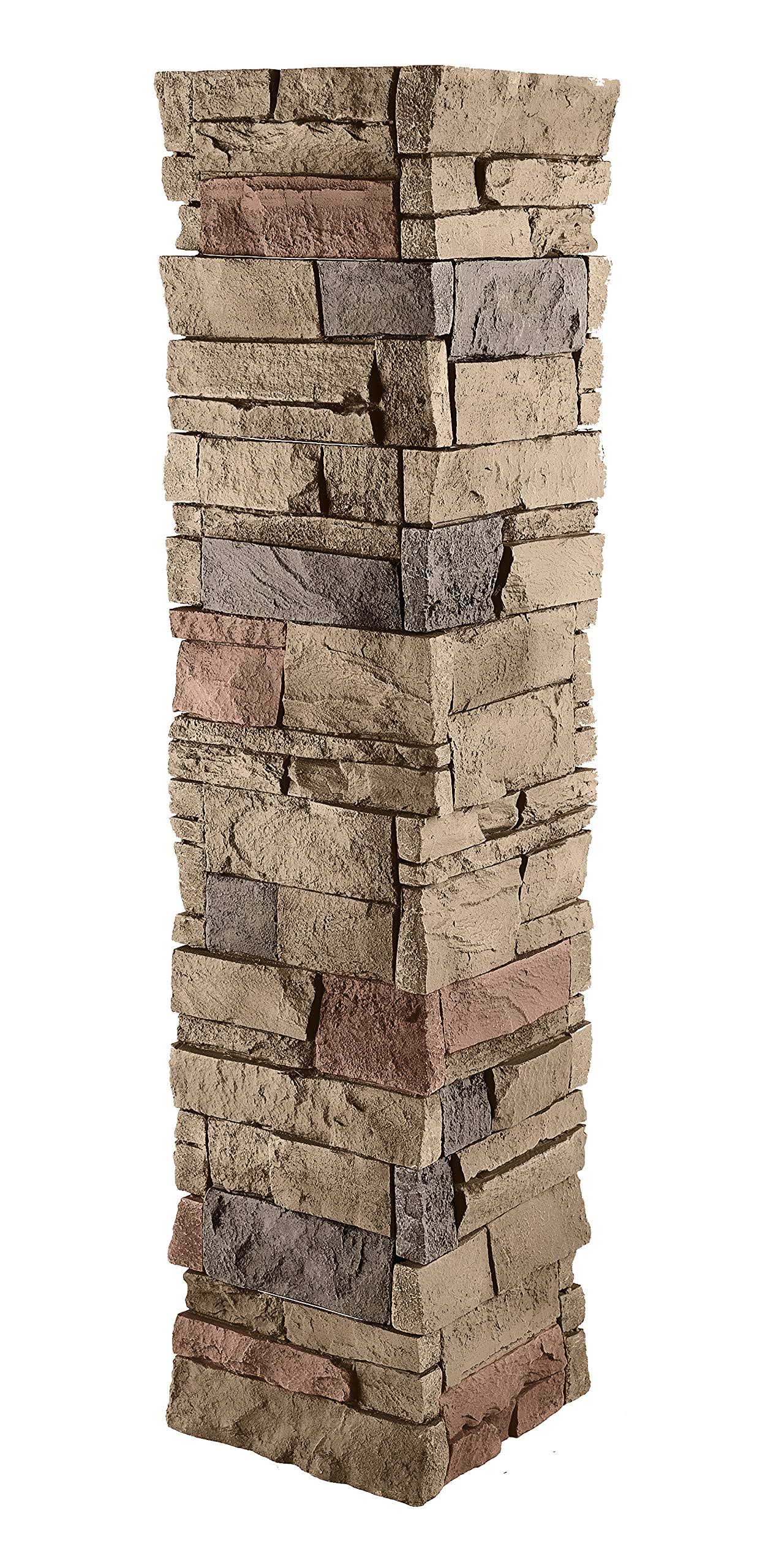 GenStone Stacked Stone 11.25 in. x 48 in. Desert Sunrise Faux Pillar ...