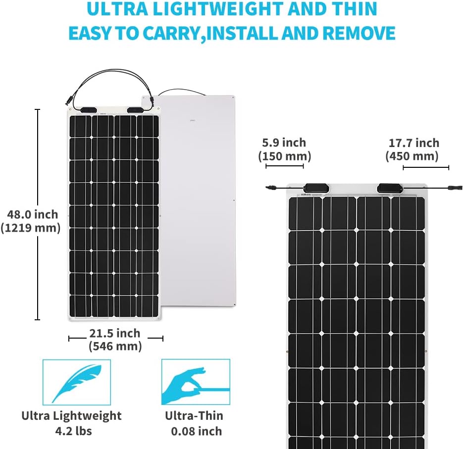 Renogy Flexible Solar Panel 175 Watt 12 Volt Monocrystalline Semi ...