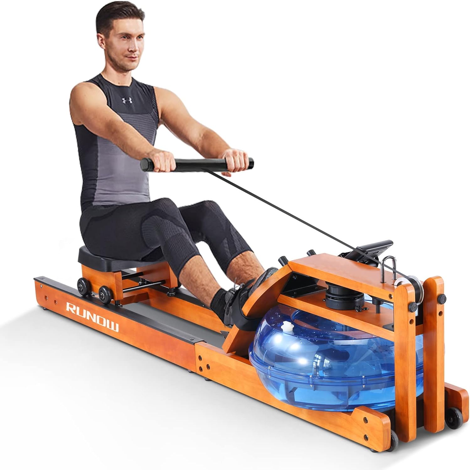 RUNOW Water Rowing Machine, Wood Water Rower with LCD Monitor Water ...