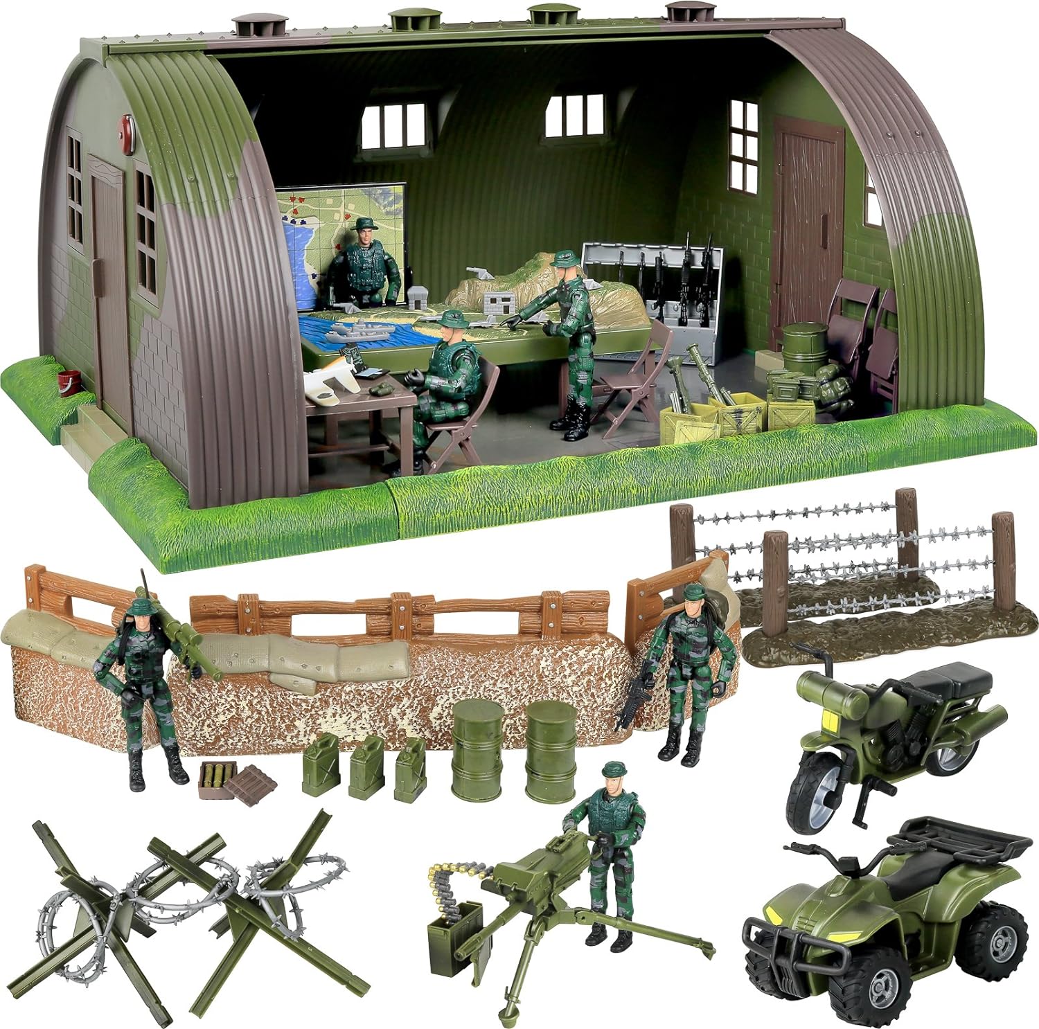 Click N’ Play Mega Military Army Base Barrack Command Center Play Set ...