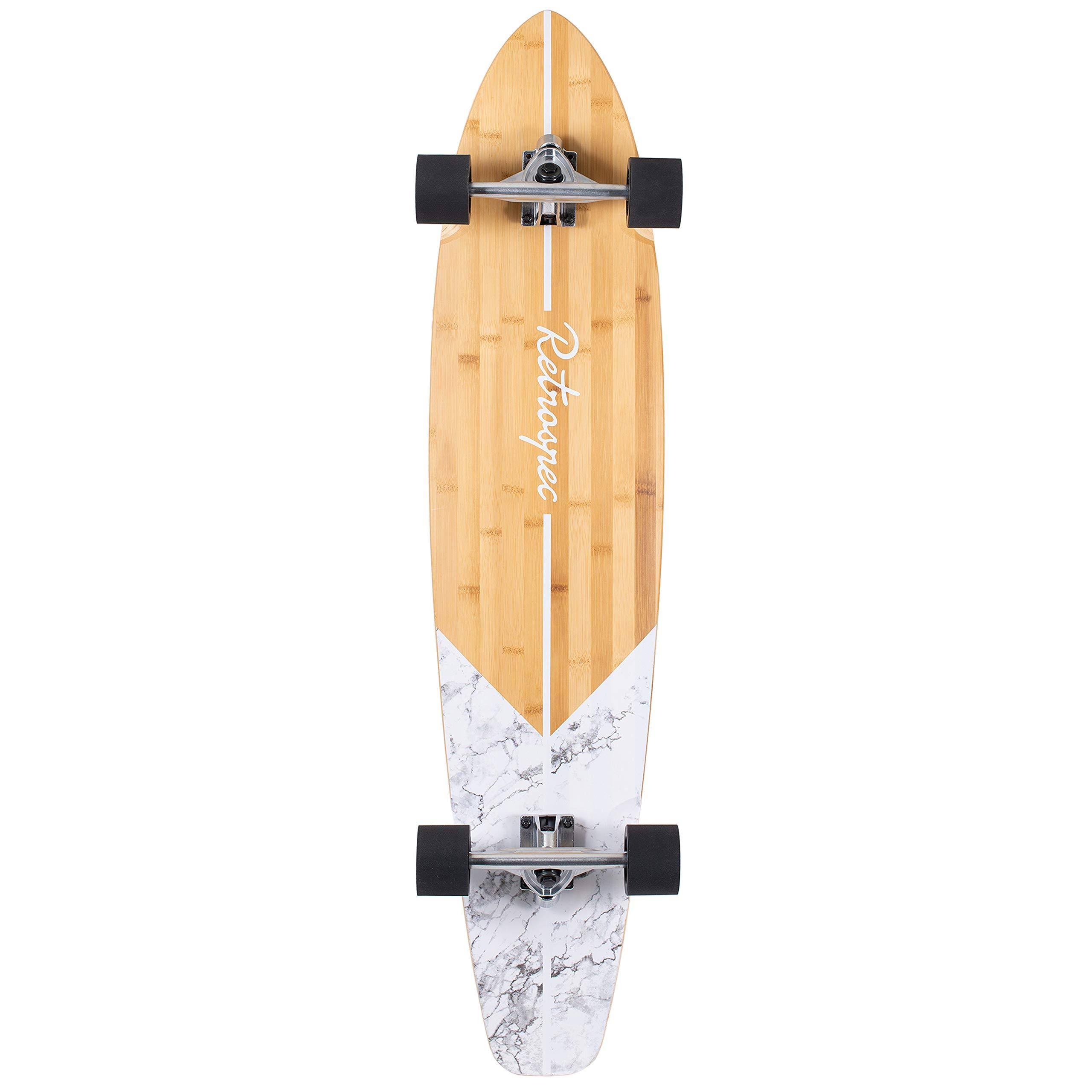 Retrospec Zed Bamboo Longboard Skateboard Complete Cruiser White Marble ...
