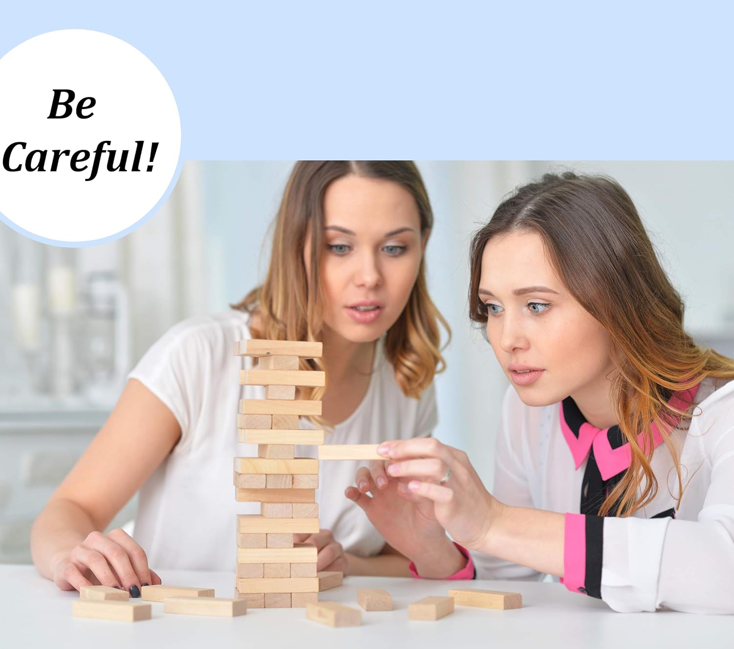 Timber Tower Wood Block Stacking Game, 48 Piece Classic Wooden Blocks ...