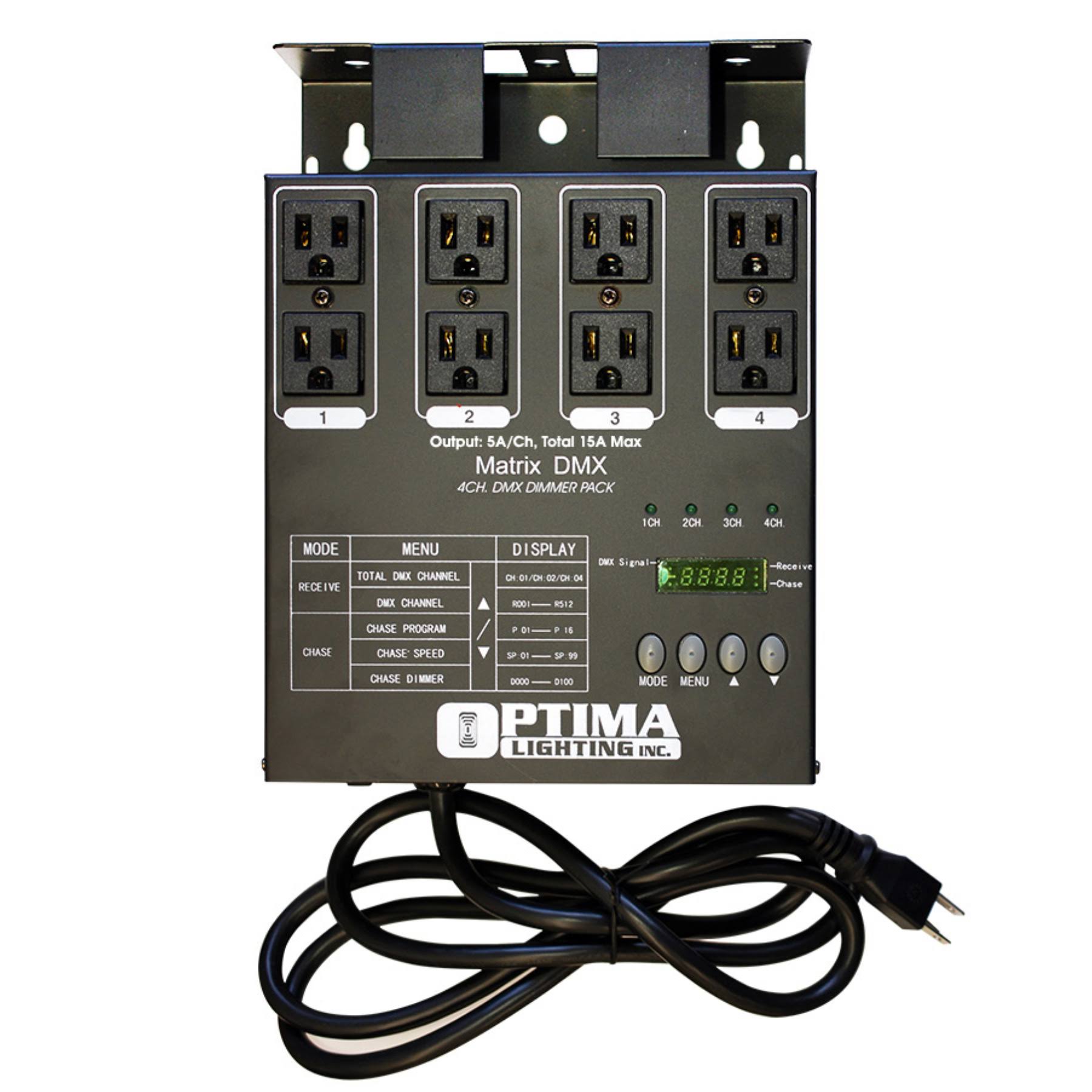 Optima Lighting Matrix DMX 4 Channel Double Output DMX Dimmer Pack ...