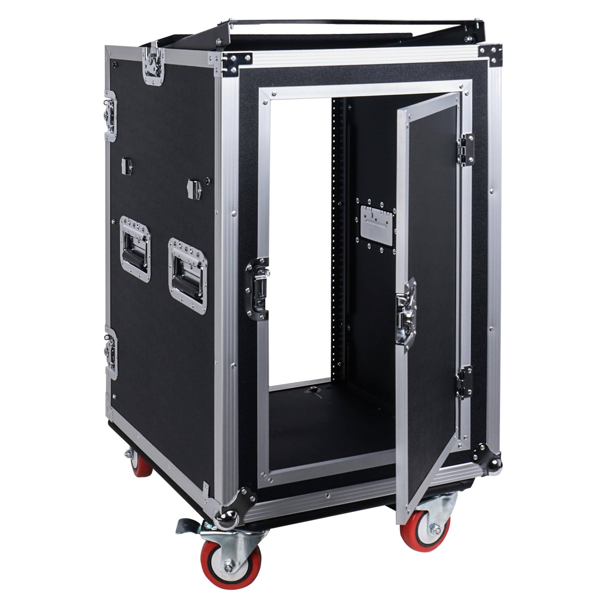 Sound Town 16-Space Pa/dj Rack/Road Case with 11U Slant Mixer Top, 20 ...