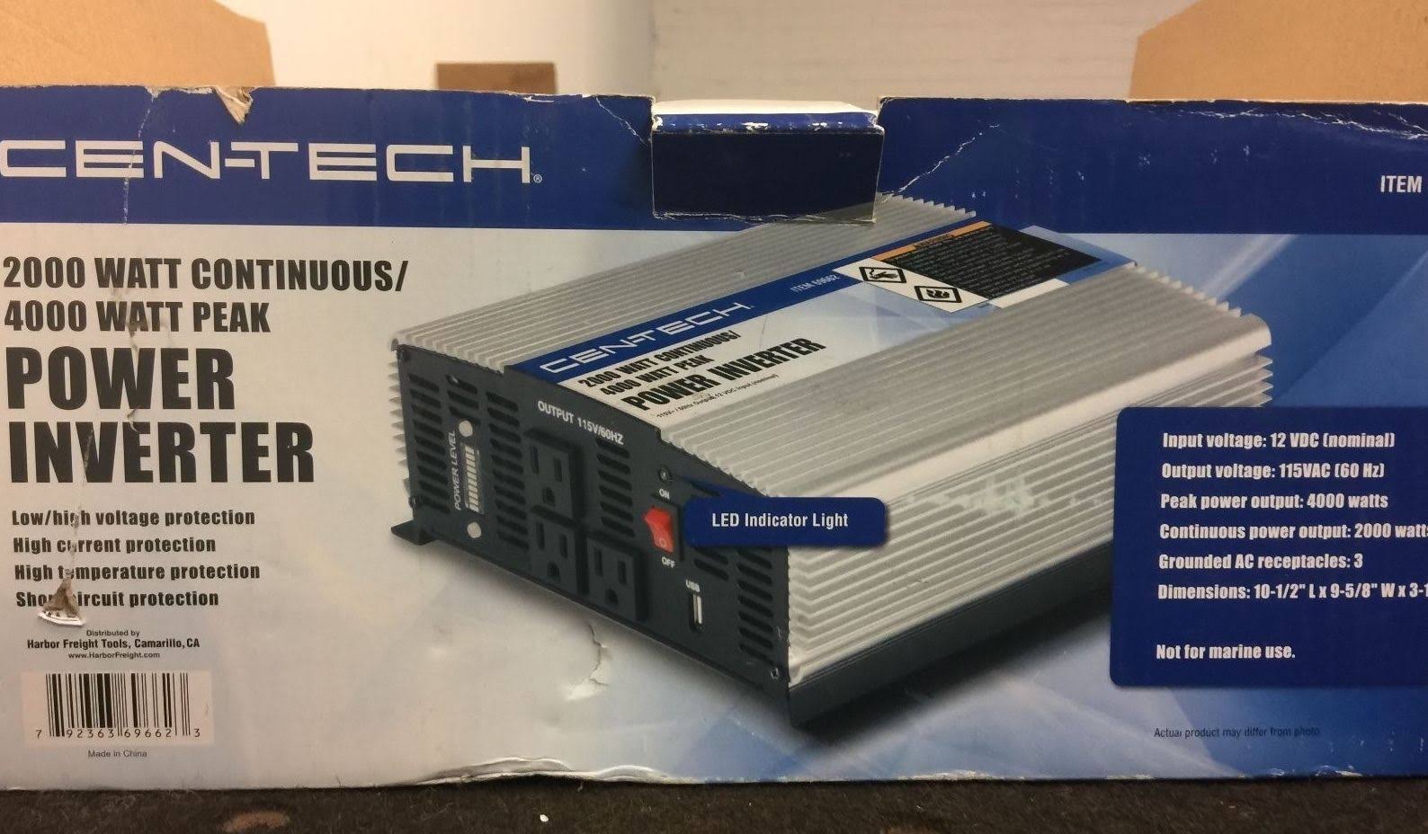 Cen-Tech 2000 Watt Continuous/4000 Watt Peak Power Inverter from TNM ...