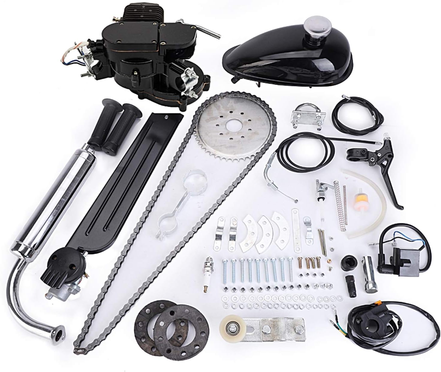 80cc Bicycle Engine Kit 2-Stroke Gas Motorized Bike Motor Kit 26" 28 ...