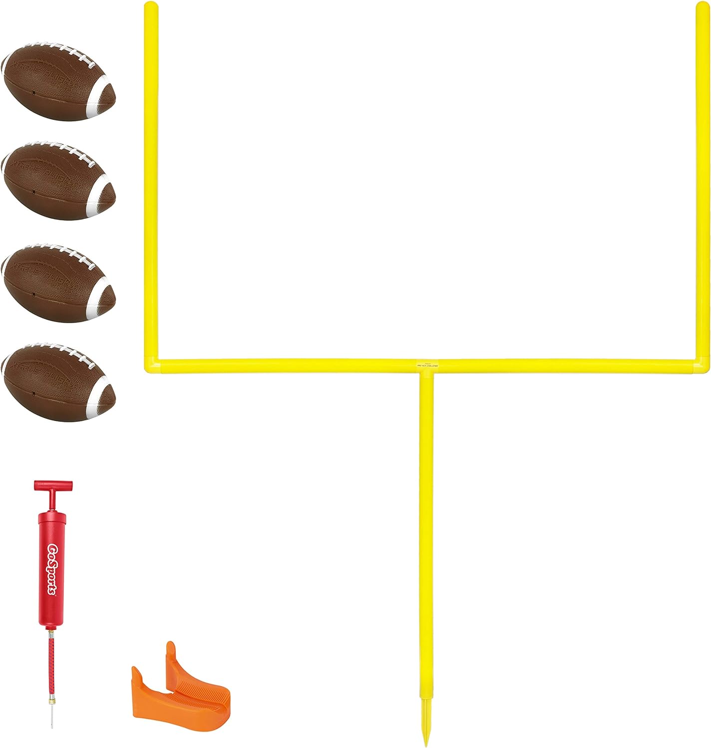 GoSports 8ft PRO Kick Challenge Field Goal Post Set with 4 Footballs ...