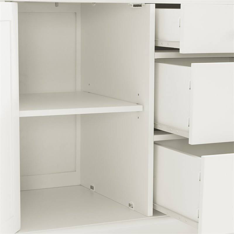 Pemberly Row Fold Down Desktop Home Secretary Desk with Hutch in White ...