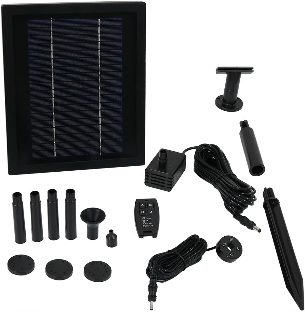 Water Gardens & Ponds Solar Pump and Solar Panel Kit with Battery Pack ...