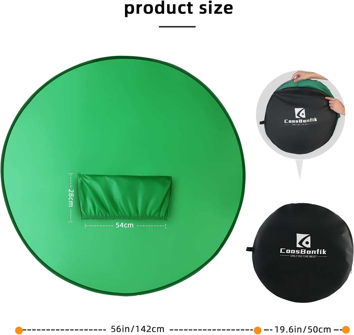 CoosBonfik Portable Green Screen Backdrop (56''), Collapsible Webcam ...
