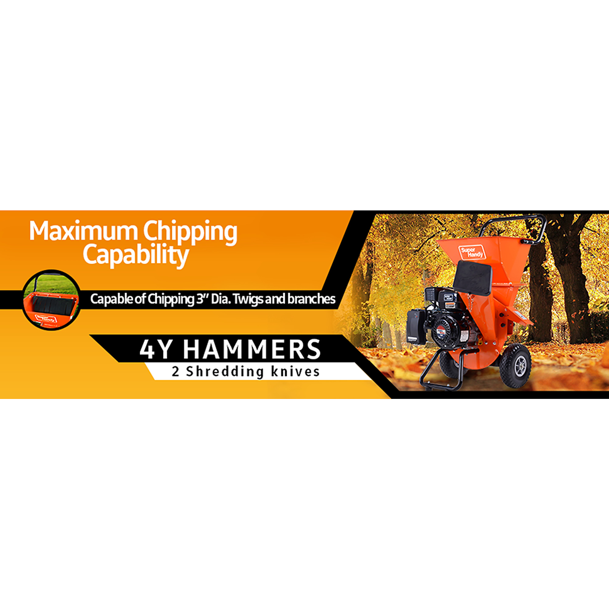 SuperHandy, 3in.1 Wood Chipper, Engine Displacement 212 cc, Horsepower ...