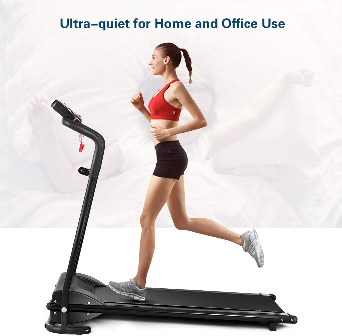 GYMAX Folding Treadmill, Electric Motorized Running Walking Machine ...