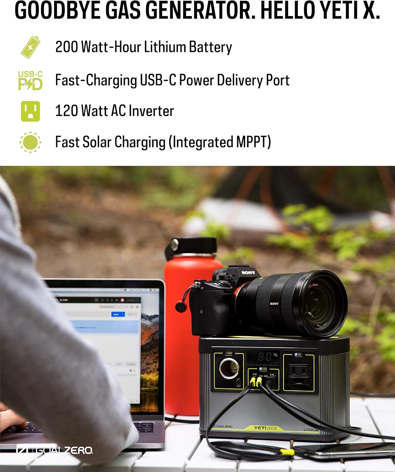 Goal Zero Yeti 200X Lithium Portable Power Station, 200Wh Power Station ...