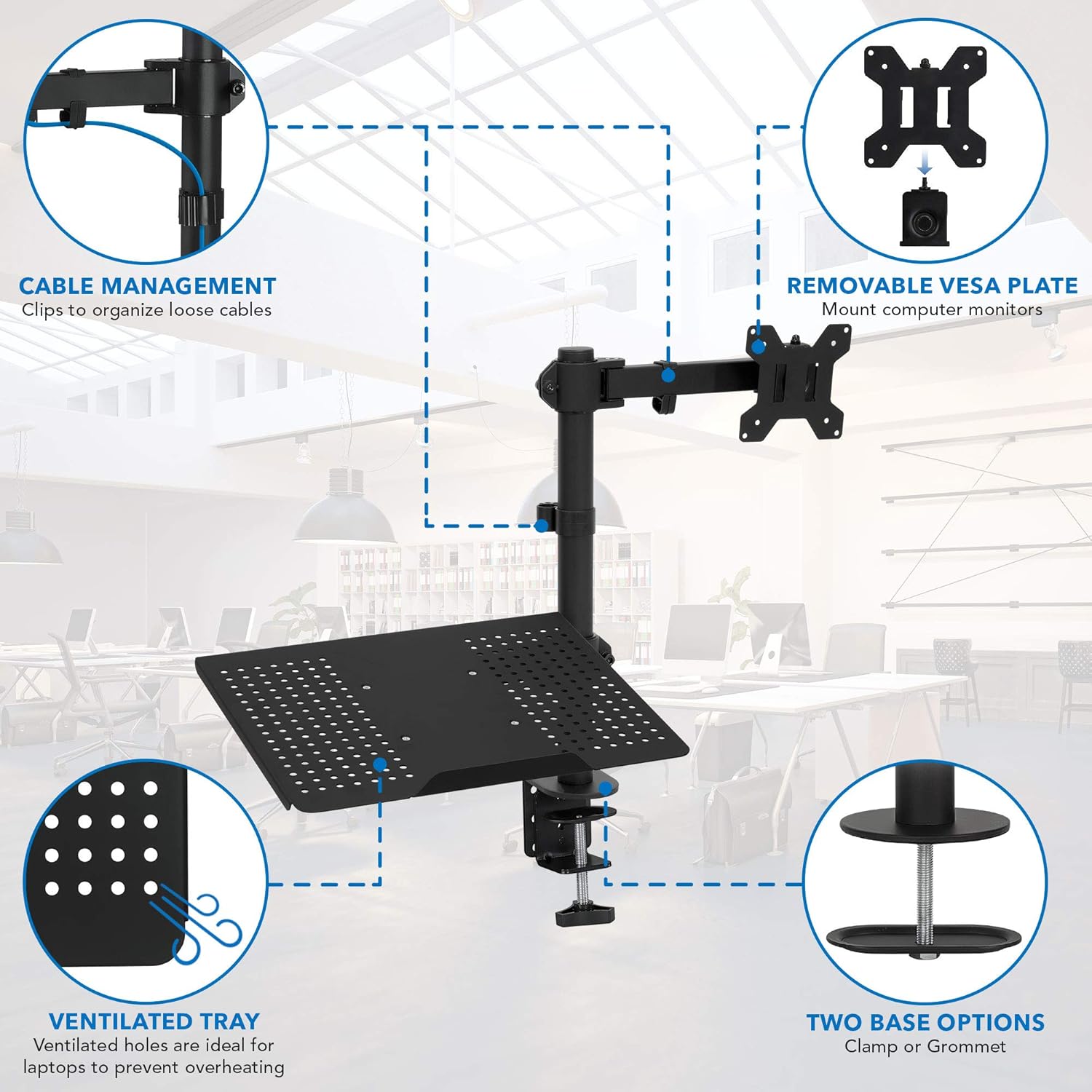 Mount-It! Laptop and Monitor Desk Mount | Fully Adjustable Laptop Mount ...