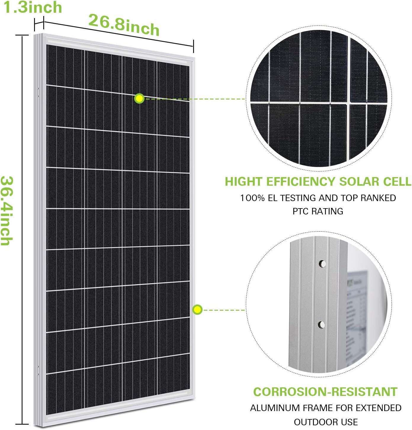 Solar & Wind Power 100 Watt 12 Volt Solar Panel Starter Kit, High ...