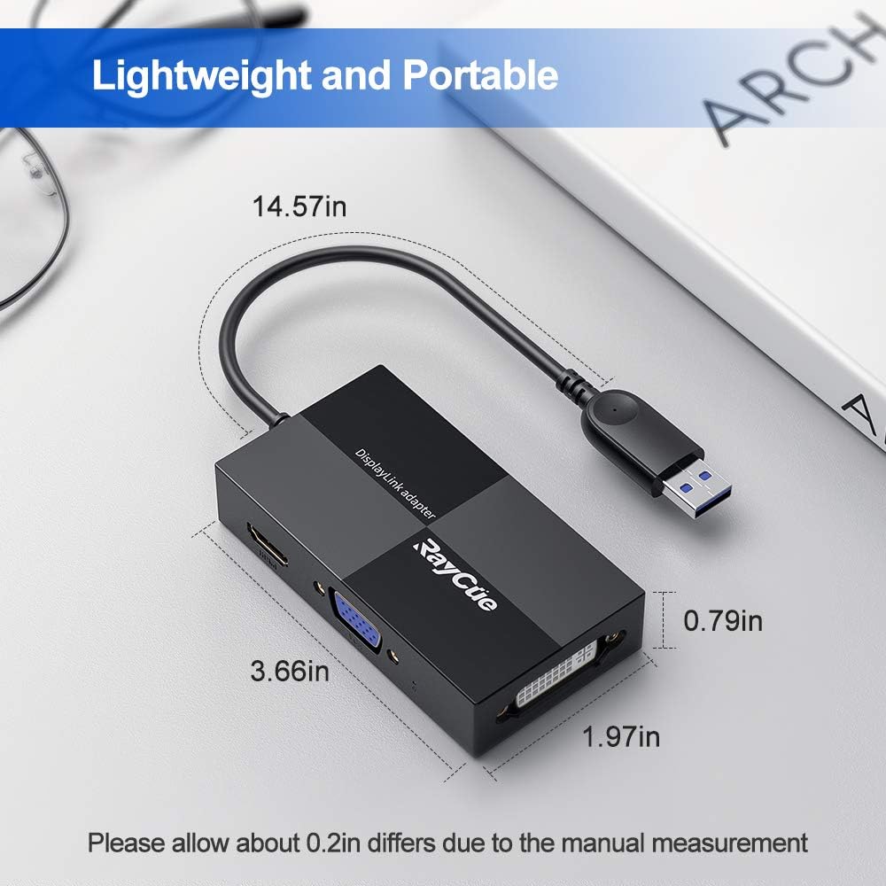USB to HDMI VGA DVI, External Monitor Adapter, USB Multiple Monitor ...