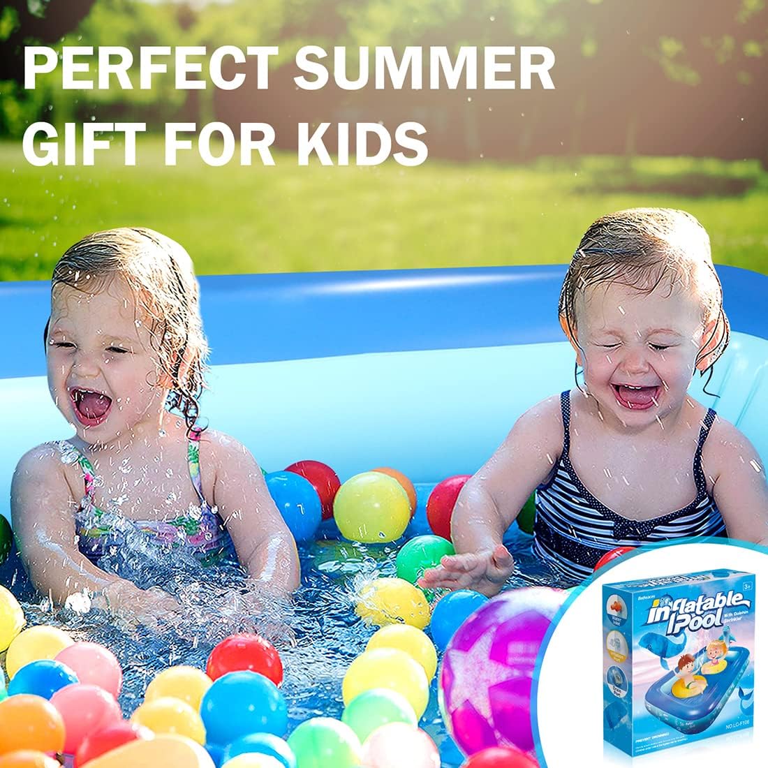 Betheaces Inflatable Pool with Dolphin Sprinkler - Swimming Pool Toys ...