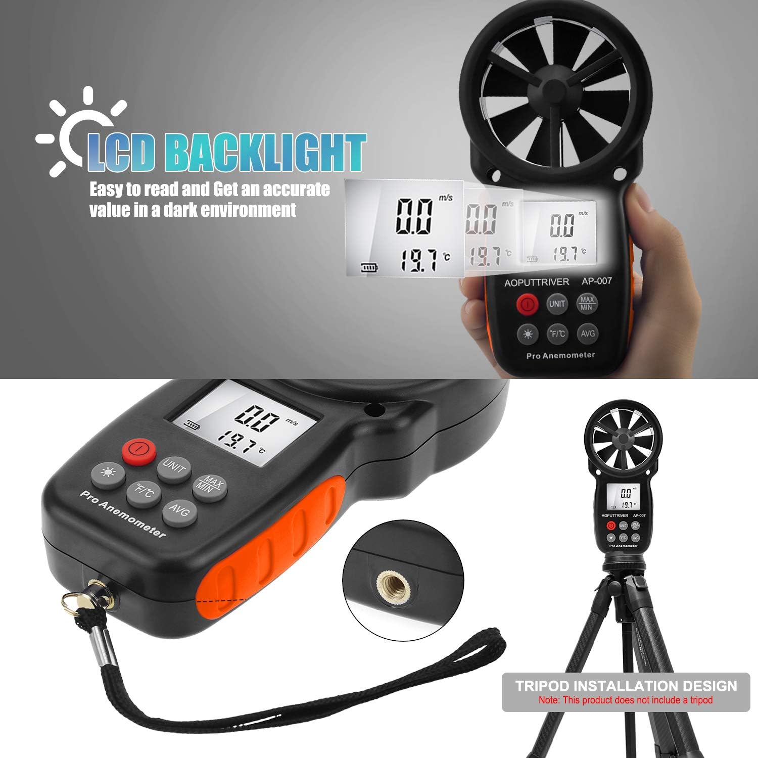 Anemometer Handheld, Portable Anemometer，Velometer, Anemometer for HVAC ...
