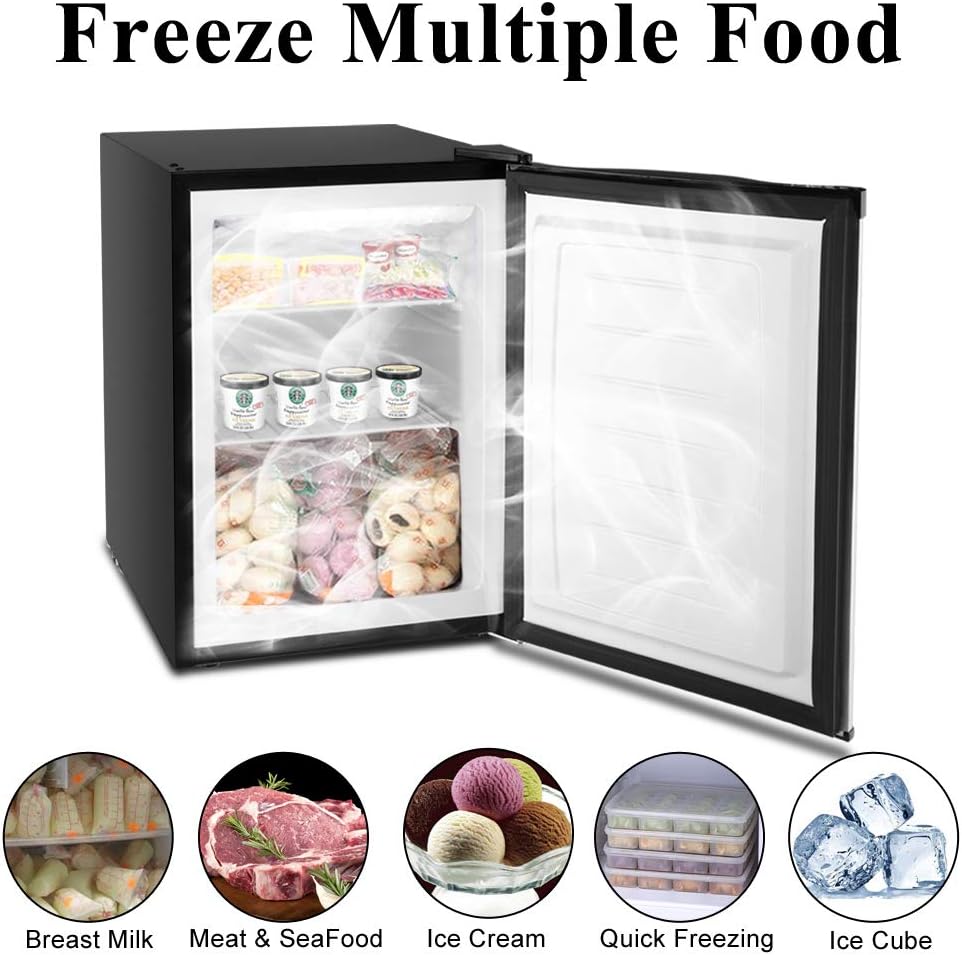 ROVSUN 3.0 Cu.Ft Compact Upright Freezer with Reversible Stainless ...