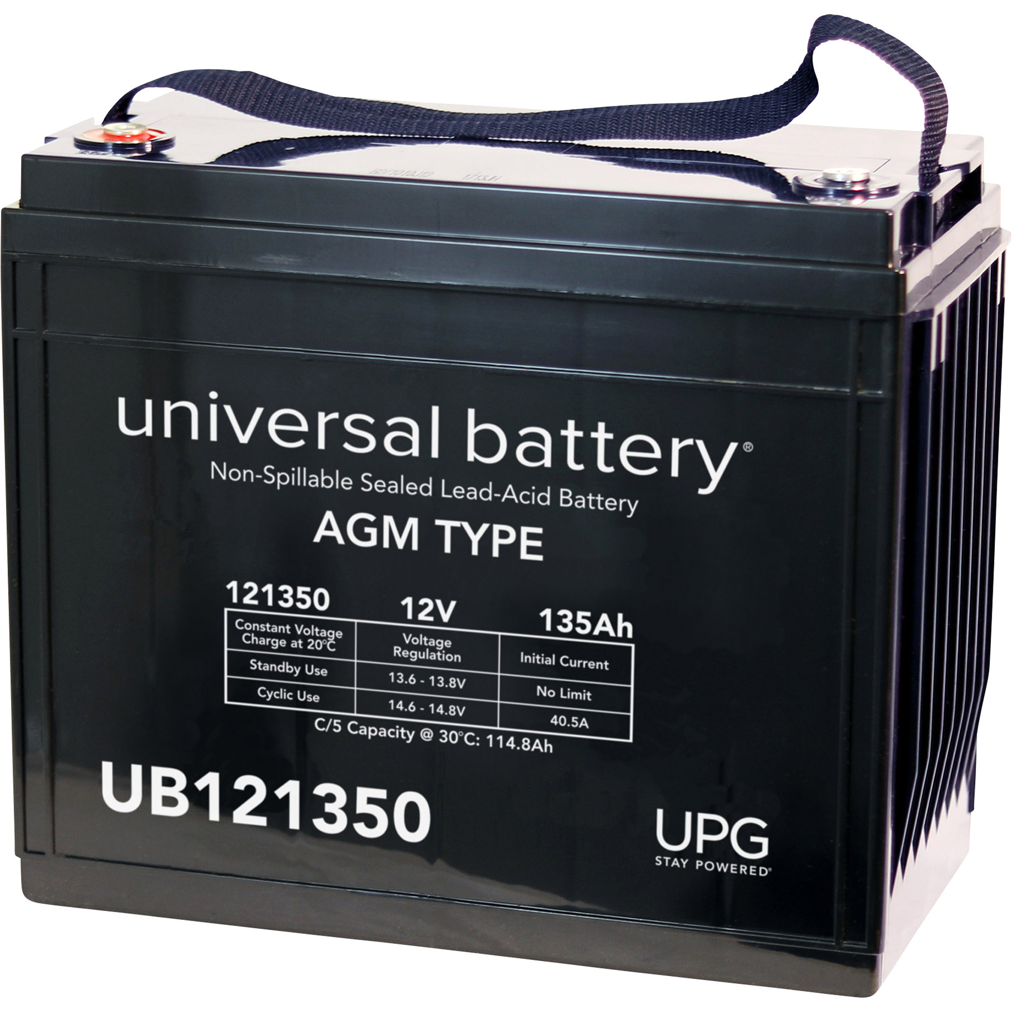 UPG Universal Sealed Lead-Acid Battery, AGM-type, 12V, 135 Amps, Model ...
