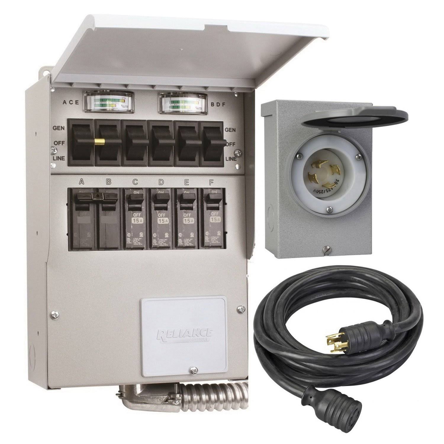 Reliance Controls 306CDK 6-Circuit Indoor TRANSFER Switch Kit 30 Amp ...