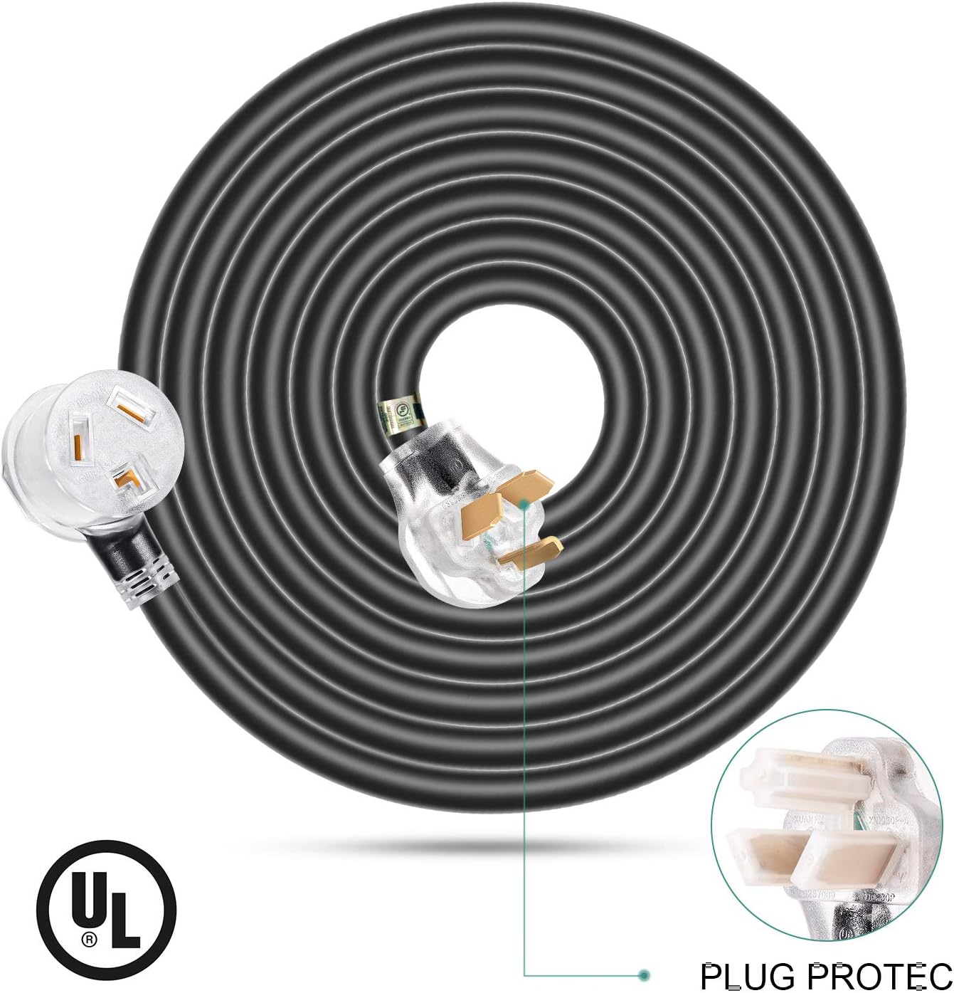 Rophor Dryer Extension Cord 3 Prong, 30 Amp NEMA 10-30P to 10-30R with ...