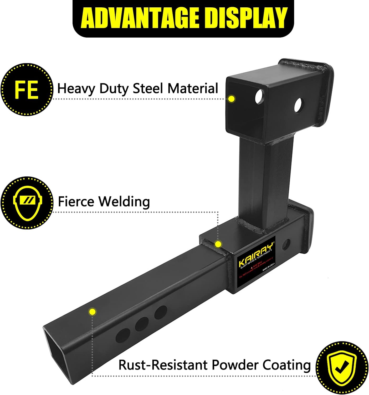 KAIRAY Double Hitch Receiver 2 inch Trailer Hitch Extension Riser Hitch ...