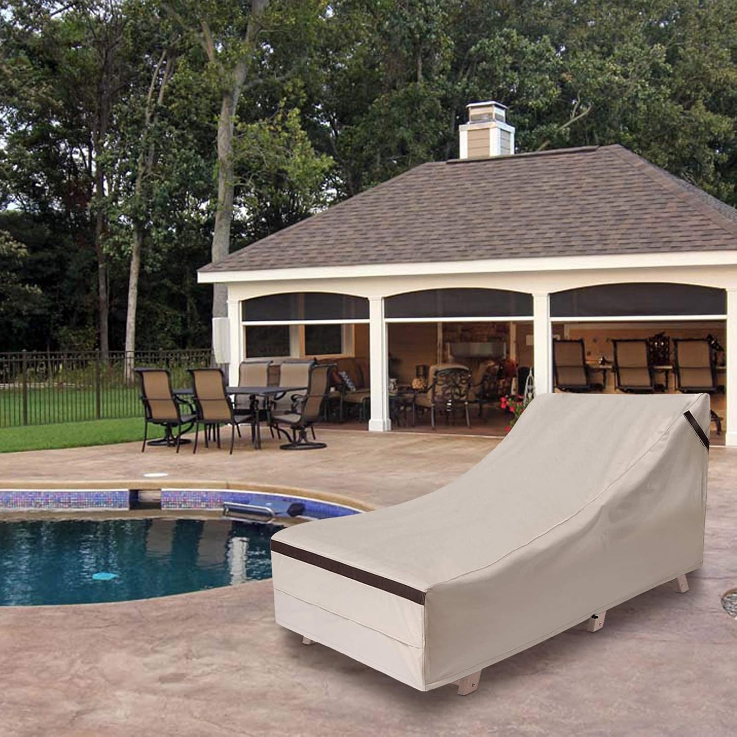 Outdoor Lounge Chair Covers Set of 2, 68in Long Chaise Lounge Covers ...