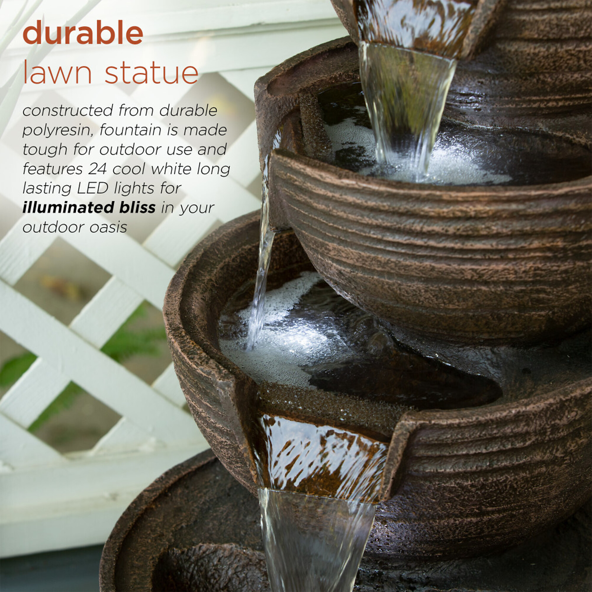 Alpine Corporation, 5-Tier Bowls Waterfall Fountain with LED Lights ...