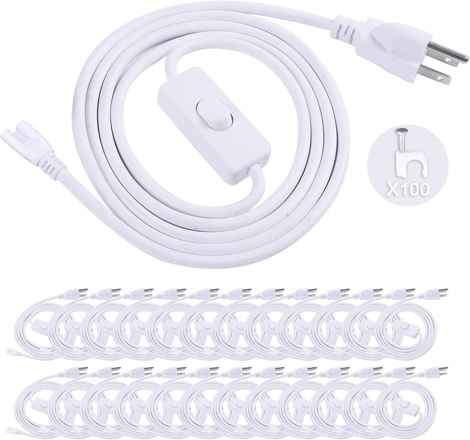 25 Pack Trlife T5 T8 Power Cord 6ft T5 T8 Led Light Cord With On Off