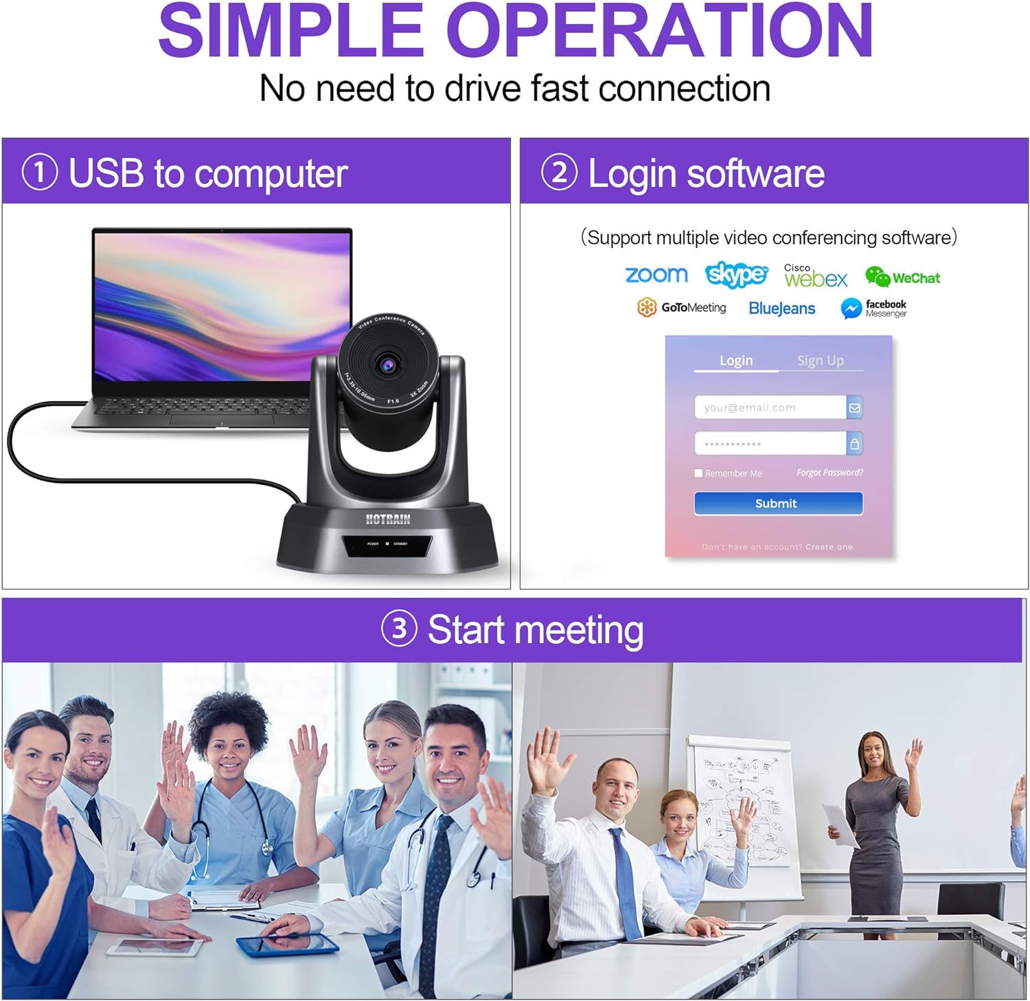 Computer Accessories & Peripherals Webcam Conference Room Camera 3X ...