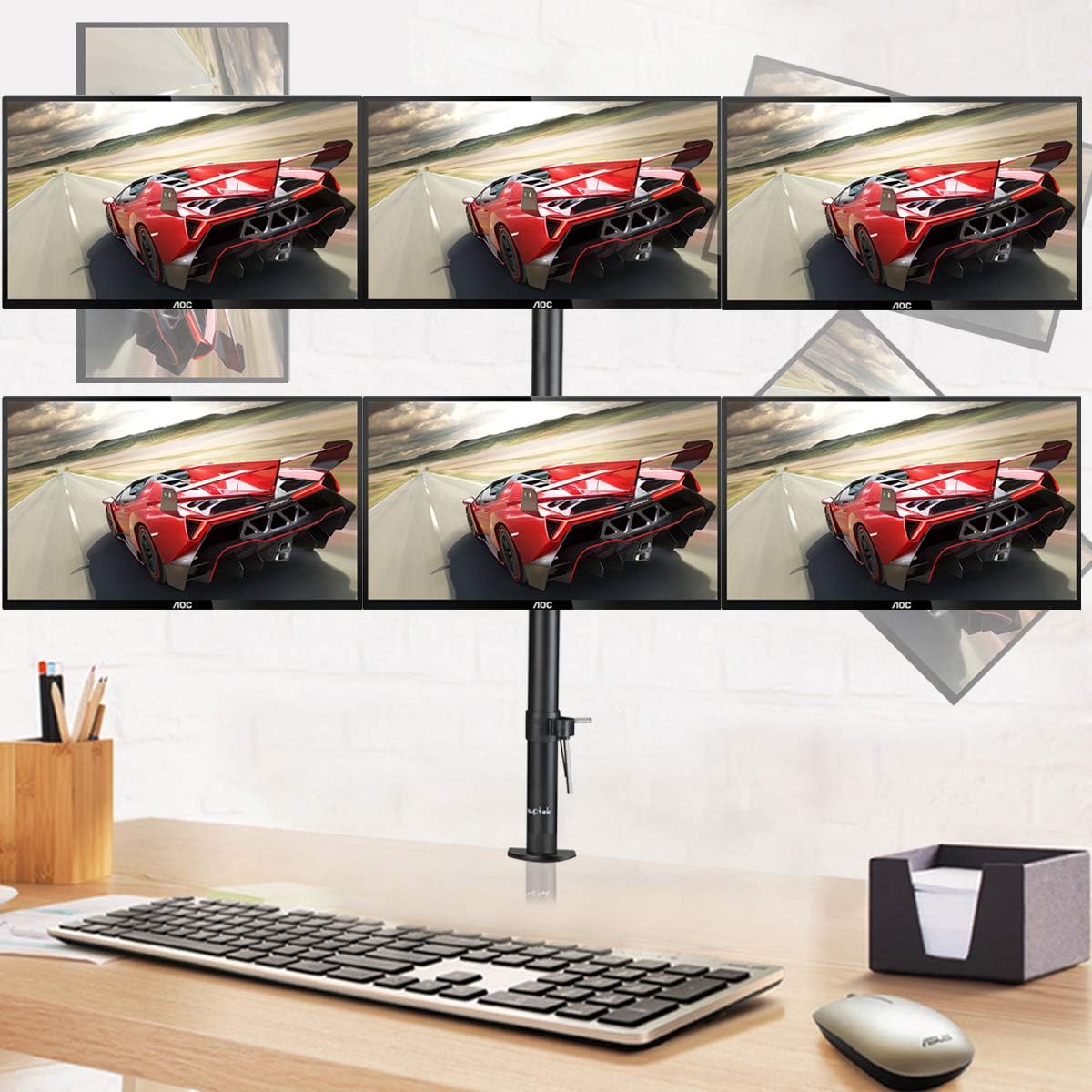 Suptek Triple LED LCD Monitor Free-Standing Desk Stand Heavy Duty Fully ...