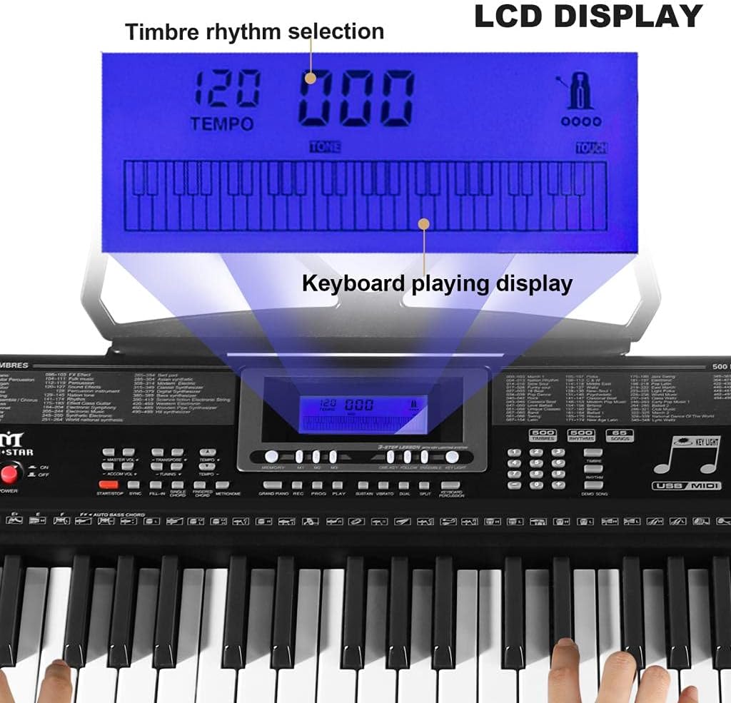 MUSTAR Keyboard Piano for Beginners, 61 Lighted Keys Piano Keyboard ...