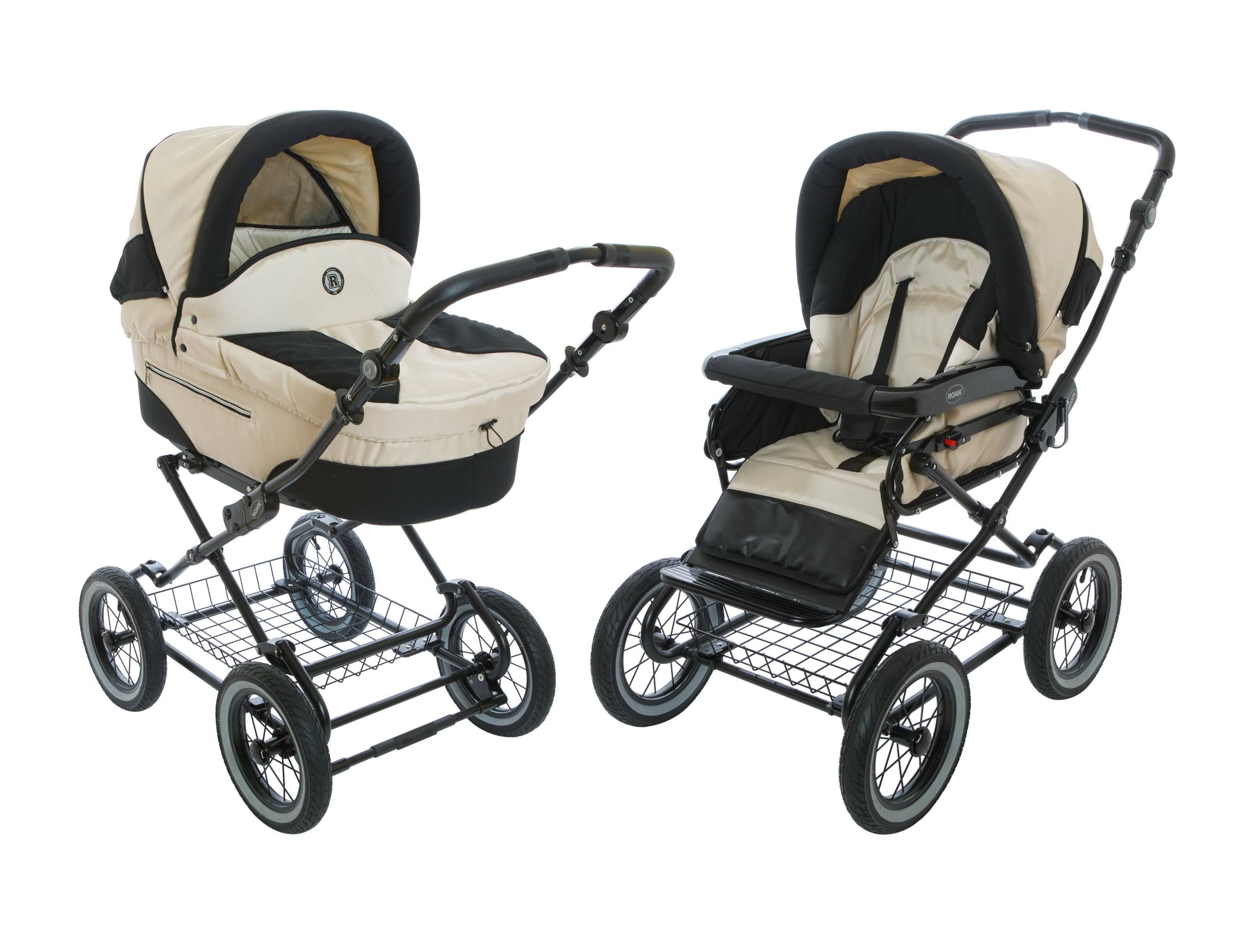 Roan Rocco Classic Pram Stroller 2-in-1 with Bassinet and Seat ...