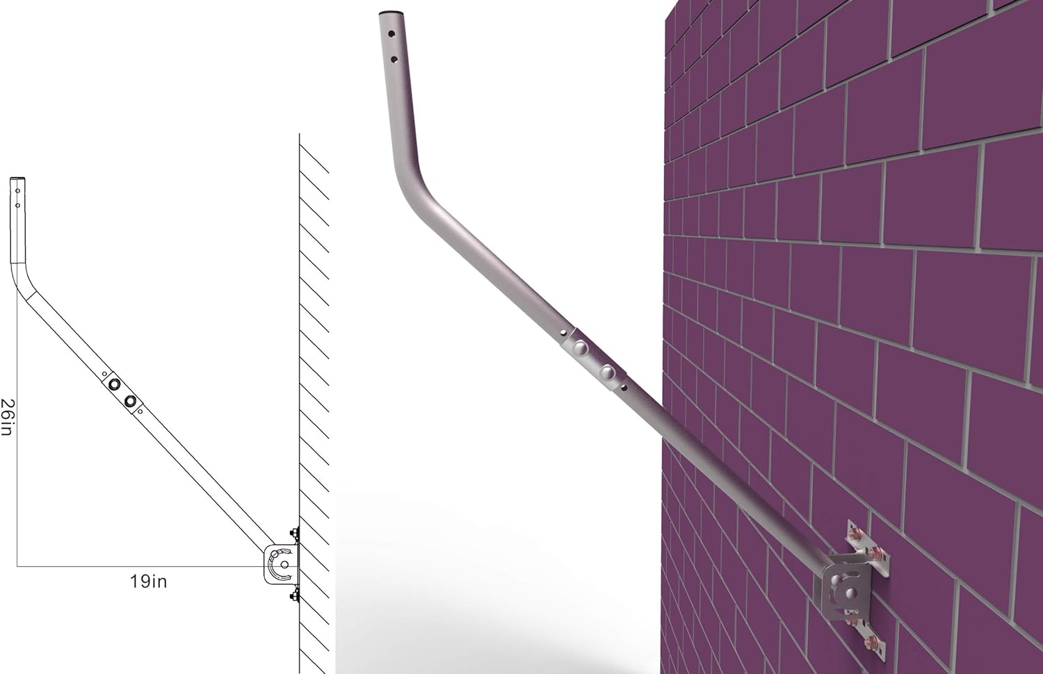 Adjustable Outdoor/Attic Antenna Mounting Pole - Universal J Pipe Mount ...