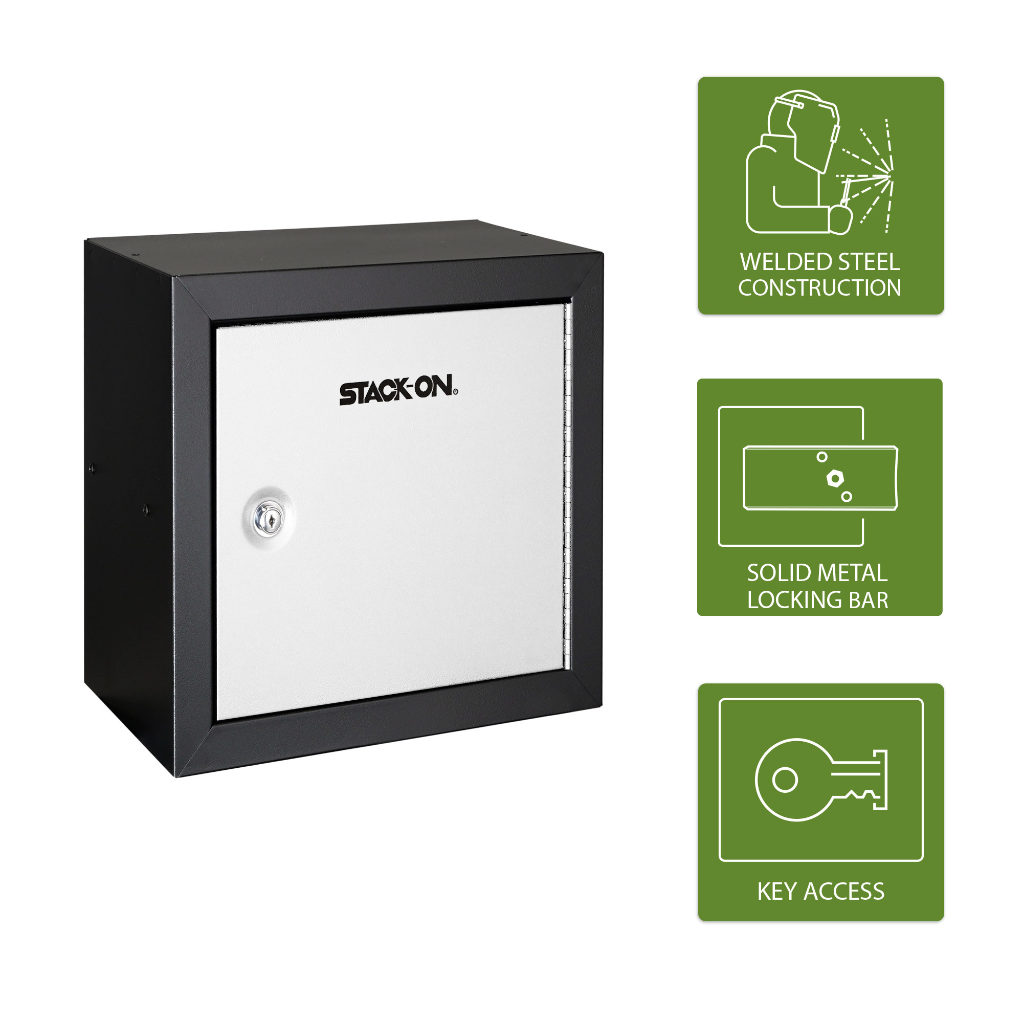 Stack-On, Pistol Ammo Cabinet Moutable, White, Lock Type Key, Model ...