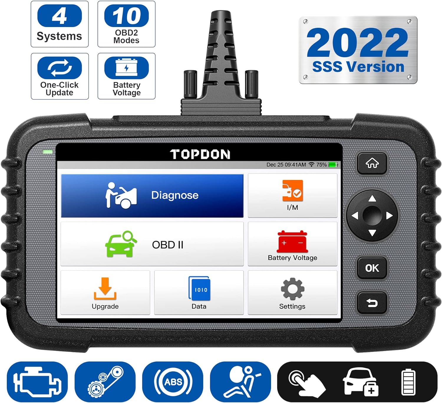 OBD2 Scanner TOPDON ArtiDiag500, Engine ABS SRS Transmission CAN ...