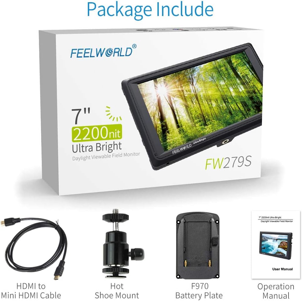 FEELWORLD FW279S 7 Inch 2200nit Daylight Viewable Full HD 1920x1200 IPS ...