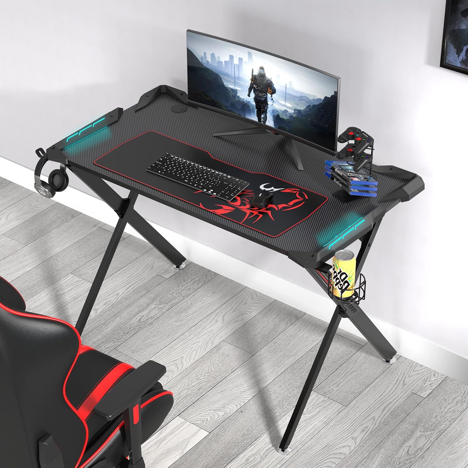 EUREKA ERGONOMIC Gaming Desk, 45 inch Gaming Computer Desk with RGB LED ...