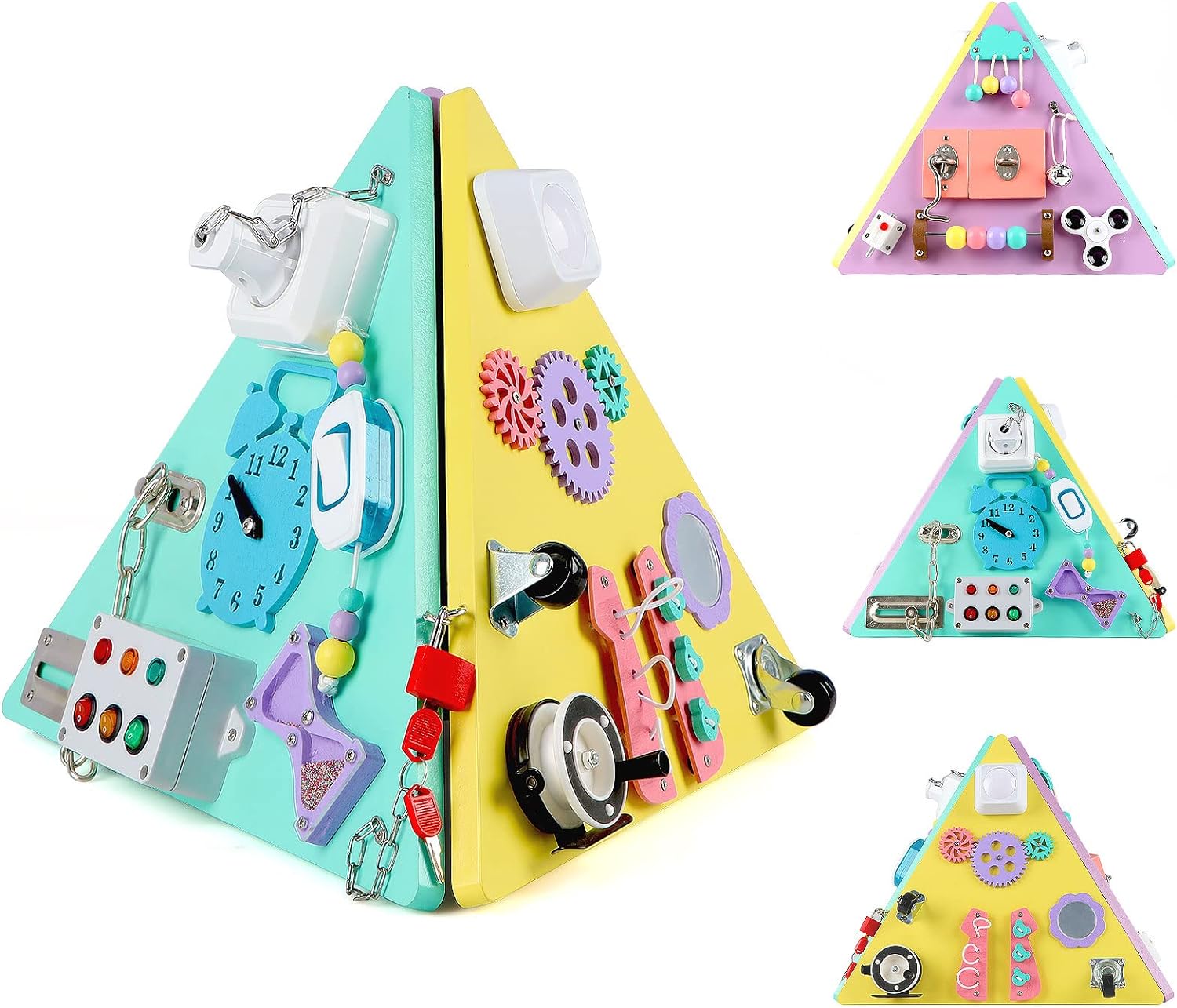 Montessori Busy Board for Toddlers - 20 in 1 Wooden Busy Board Toys for ...