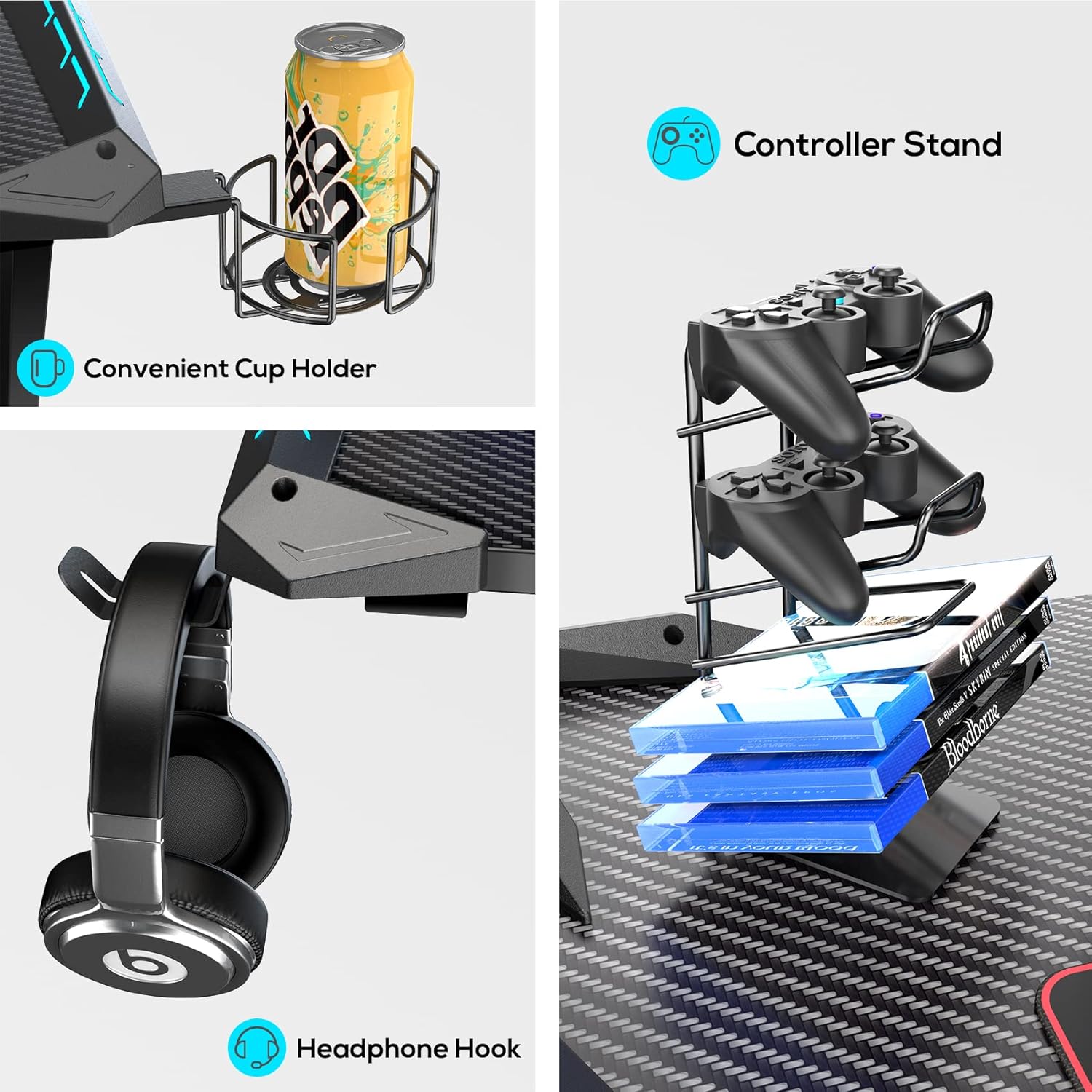 EUREKA ERGONOMIC Gaming Desk, 45 inch Gaming Computer Desk with RGB LED ...