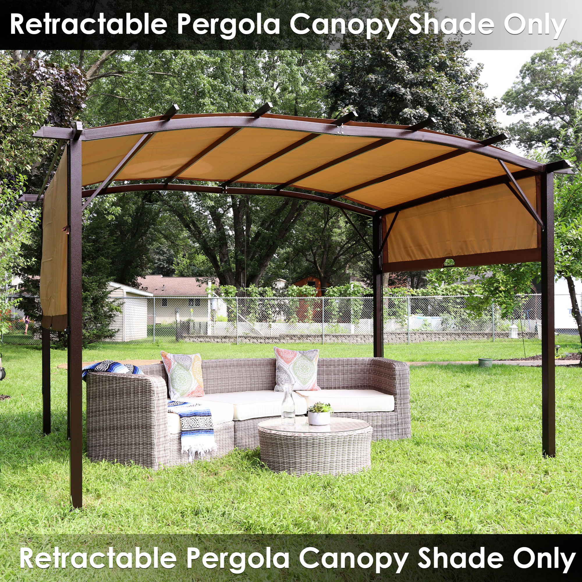 Sunnydaze Decor, Polyester 9x12 Retractable Pergola Canopy Shade, Color ...