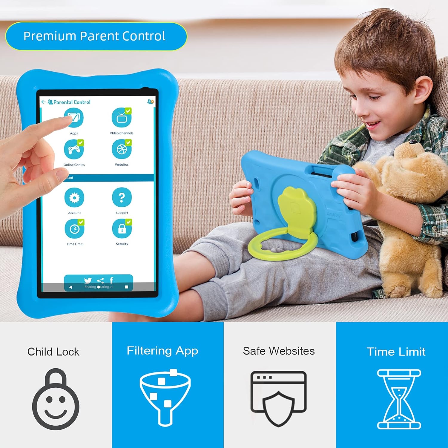 7 inch Kids Tablets KIDOZ APP Pre-Installed, Android 10 Go, 360 ...