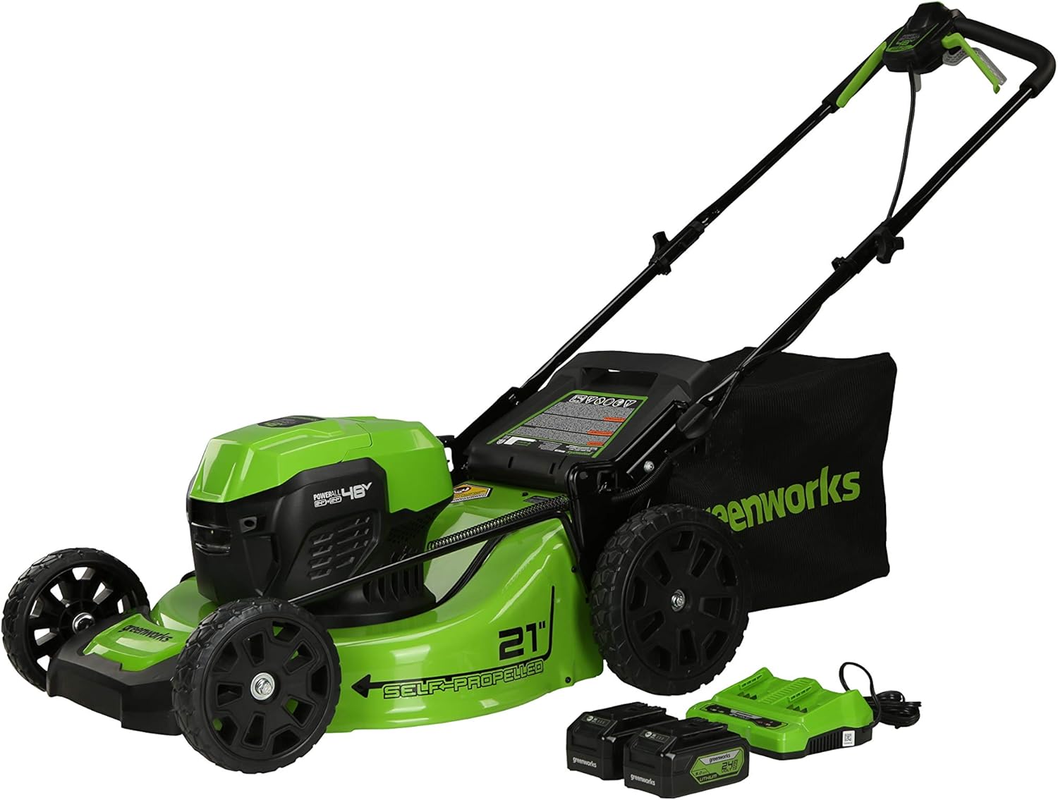 Greenworks 48V 21" Brushless Cordless Self-Propelled Lawn Mower, (2) 5 ...
