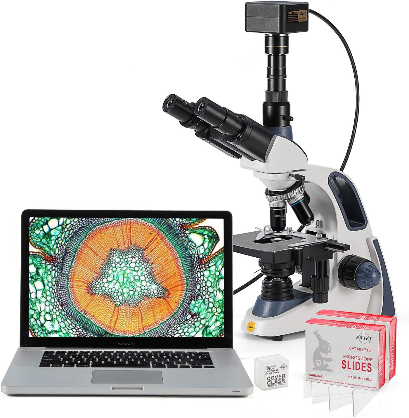 Swift Compound Trinocular Microscope SW380T,40X-2500X Magnification ...