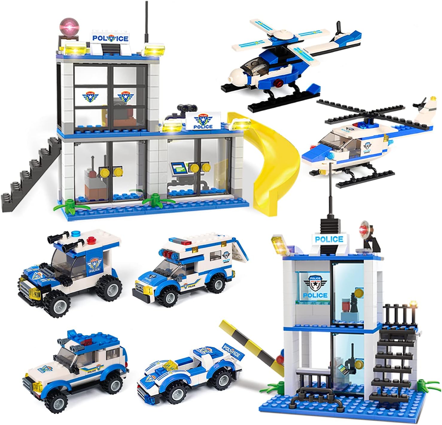 City Police Station Building Blocks Toys, Double Police Station with ...