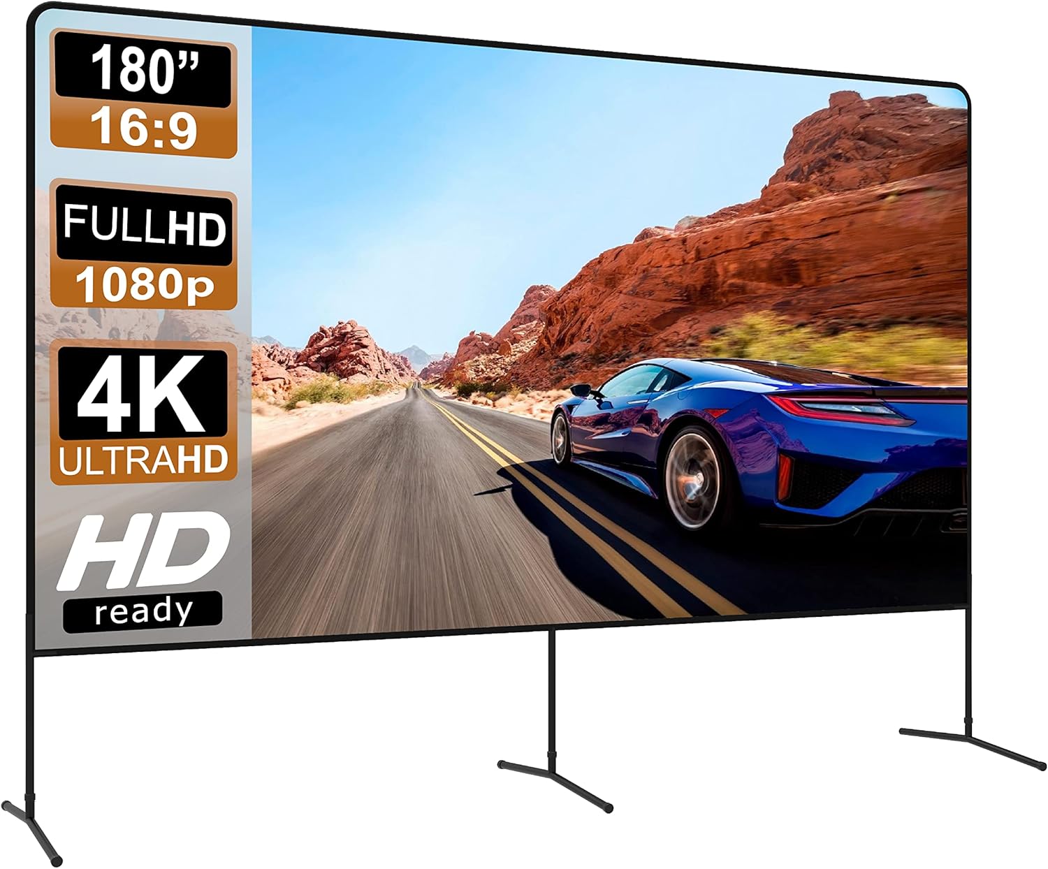 Projector Screen and Stand, 180 inch Foldable Outdoor Projector Screen ...