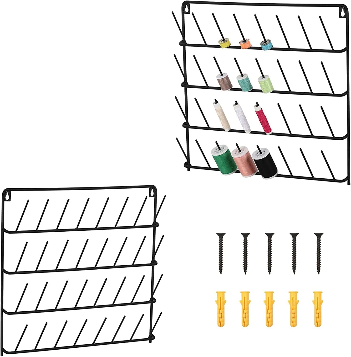 Craft & Sewing Supplies Storage 32 Spools Thread Rack Wall-Mounted 2 ...