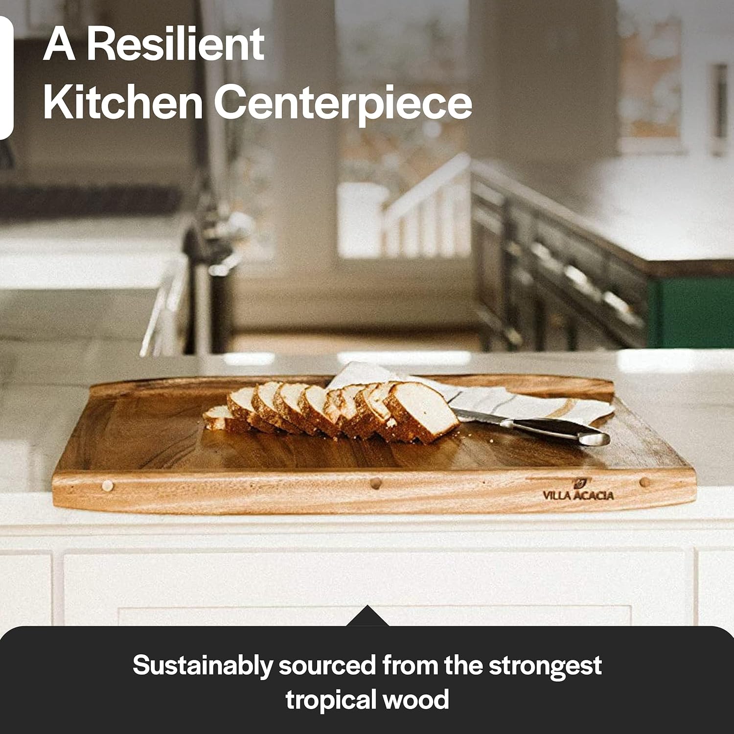 Villa Acacia Wood Pastry Board - Reversible Wooden Boards for Rolling ...